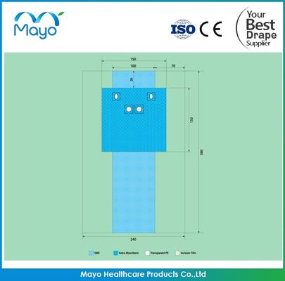 El nivel 4 cubre la angiografía femoral braquial 66gsm Spunlace Angio Drape